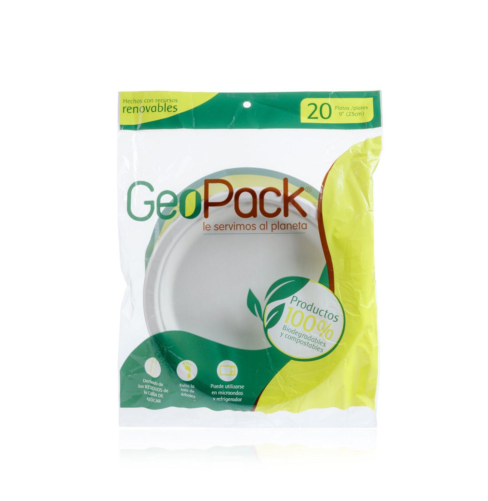 PLATO DESECHABLE GRANDE BLANCO ( 9") x20 GEOPACK - Suministros e Impresos